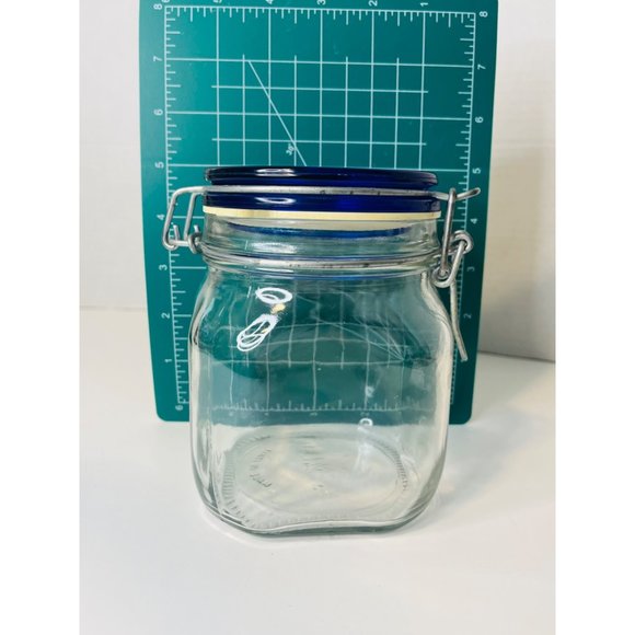 Fido | Kitchen | Vintage Italian Fido Mason Glass Jar With Cobalt Blue ...